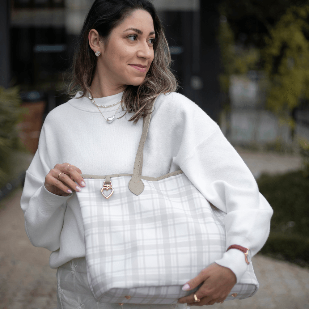 Maxi Bag Classic Xadrez Bege - Lili Bag